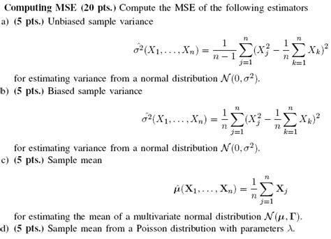 Solved Computing MSE Pts Compute The MSE Of The Chegg Com