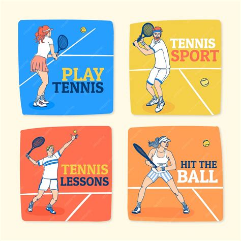 테니스 게임 배지 컬렉션 무료 벡터