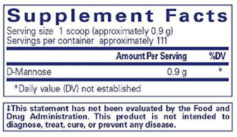 Pure Encapsulations D Mannose Powder Hypoallergenic Supplement For