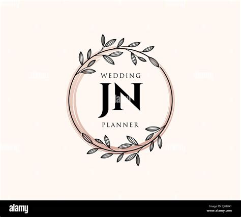 Jn Initials Letter Wedding Monogram Logos Collection Hand Drawn Modern Minimalistic And Floral