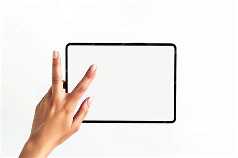 woman hand using a touch screen device against white background premium ai generated image