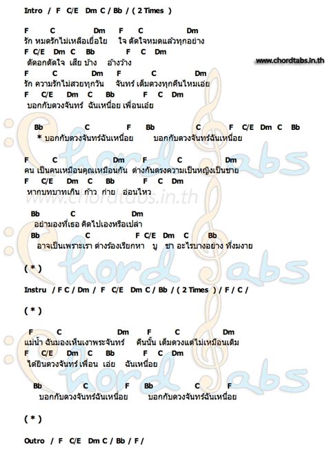 บอกกับดวงจันทร์ฉันเหนื่อยคอร์ด คอร์ด บอกกับดวงจันทร์ฉันเหนื่อย Sitta