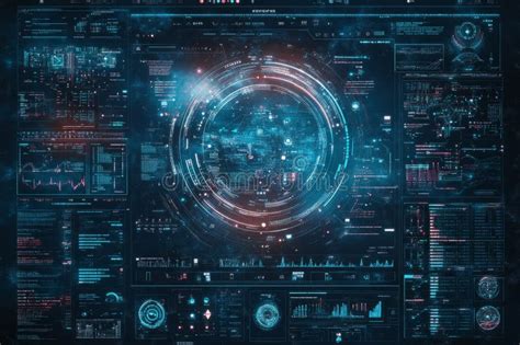 futuristic hud displaying rotating circles and complex data analysis