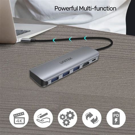 Hub Unitek Usb C 3xusb 31 Gen1 Pd 100w Hdmi 4k
