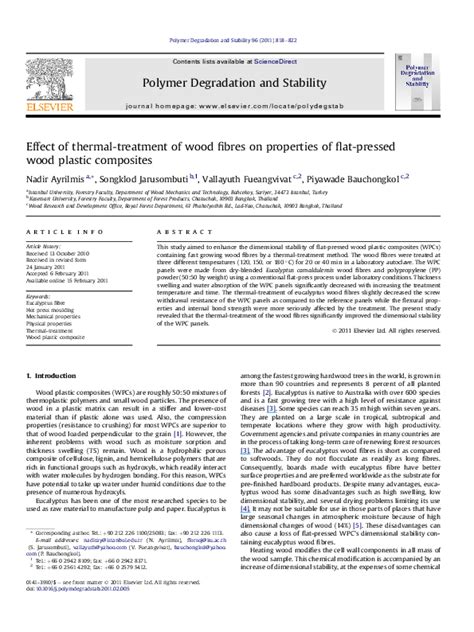Pdf Effect Of Thermal Treatment Of Wood Fibres On Properties Of Flat Pressed Wood Plastic
