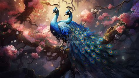 中国式孔雀创意插图插画图片下载 正版图片600402530 摄图网