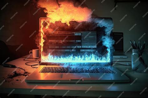 Premium Photo Ai Generated Hacker Laptop With Fire Binary Computer
