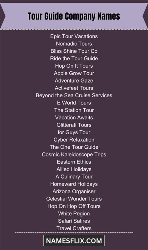 750 Best Ever Tour Guide Company Names Ideas