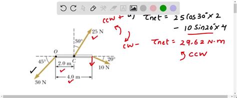 Solved Calculate The Net Torque Magnitude Ad Direction On The Beam