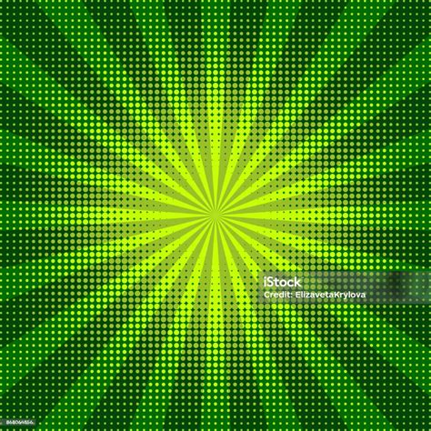 하프톤와 추상 녹색 배경입니다 팝 아트 복고 스타일 배경 점 및 광선 벡터 일러스트 레이 션 0명에 대한 스톡 벡터 아트 및 기타 이미지 Istock