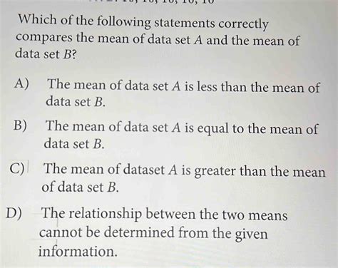 solved which of the following statements correctly compares the mean