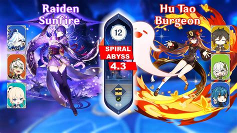 C1 Raiden Sunfire And C0 Hu Tao Burgeon Genshin Impact Spiral Abyss 43