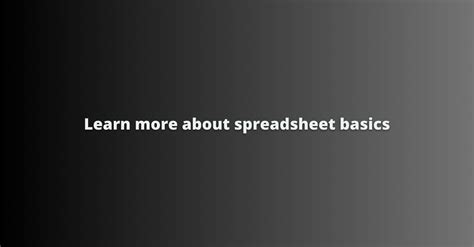 ⚫ Learn More About Spreadsheet Basics