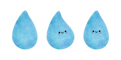 Personnage De Goutte Deau Mignon Watercorlor De Dessin Animé