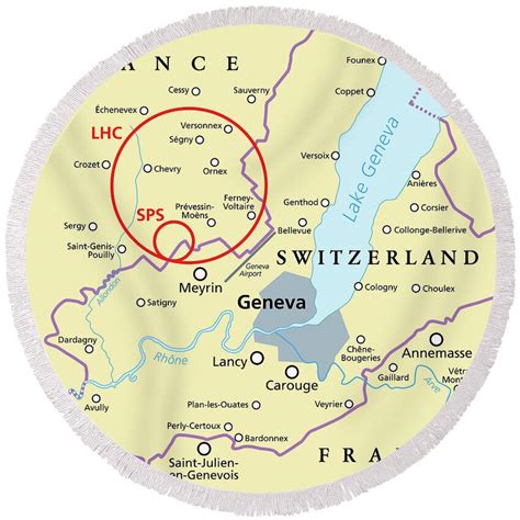 Large Hadron Collider And Super Proton Synchrotron Political Map