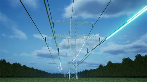 Power Tower Cables Over Cloudy Sky Stock Video Video Of Wire