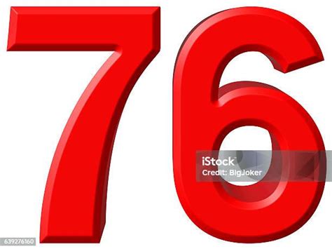 숫자 76 칠십여섯 흰색 배경에 고립 3d Rende 0명에 대한 스톡 사진 및 기타 이미지 0명 빨강 수평 구성