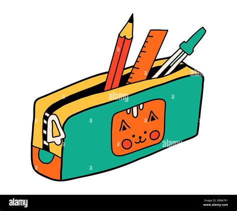 School Pencil Case Illustration Stock Vector Images Alamy