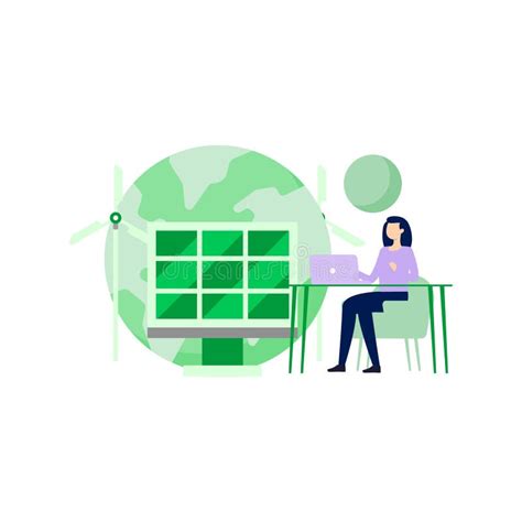 A Girl Is Working On Laptop Stock Illustration Illustration Of