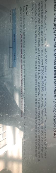 Solved Xercise 4 11a Algo How The Allocation Of Fixed Cost