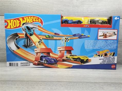 Hot Wheels Action Turbo Race Set Track Includes 2 Die Cast Model Cars