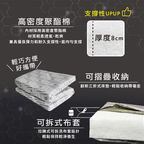 石墨烯能量8公分健康三折床墊單人床 3x6 2尺 單人 單人加大 Yahoo奇摩購物中心
