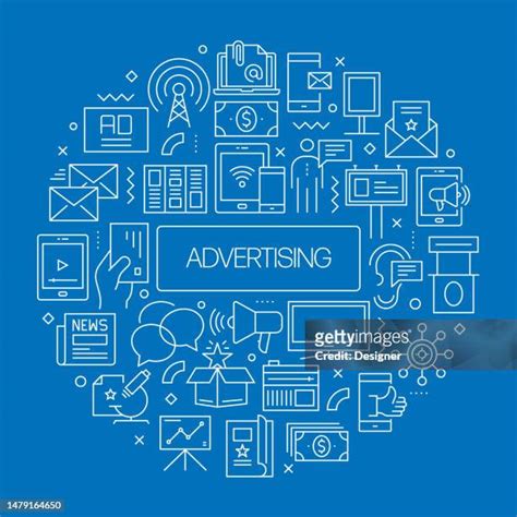 Advertising Web Banner With Linear Icons Trendy Linear Style Vector