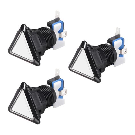 Uxcell Game Push Button 39x39x39 Triangle 12V LED Push Button Switch With Micro Switch White