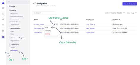 Edit Navigation Menu Support Experro