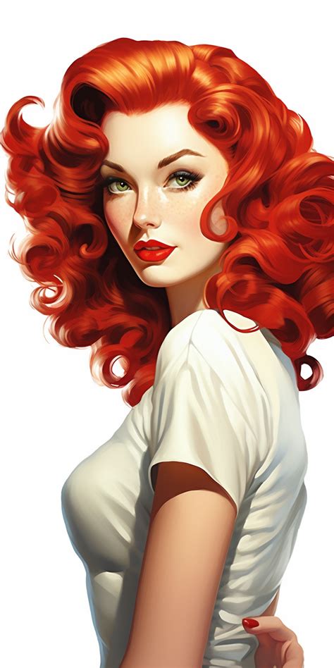 Pinup Girl With Red Hair Size768x1536 Red Hair Pinup Character Art Character Design Pin Up