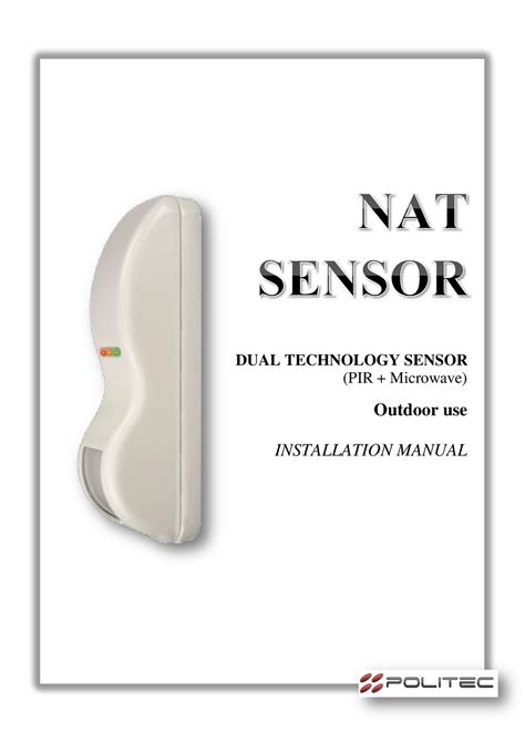 NAT Sensor Install Manual DUAL TECHNOLOGY SENSOR PIR Microwave Outdoor Use INSTALLATION