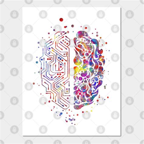Circuit Board Brain By Rosaliart Art Prints Circuit Board Science Art