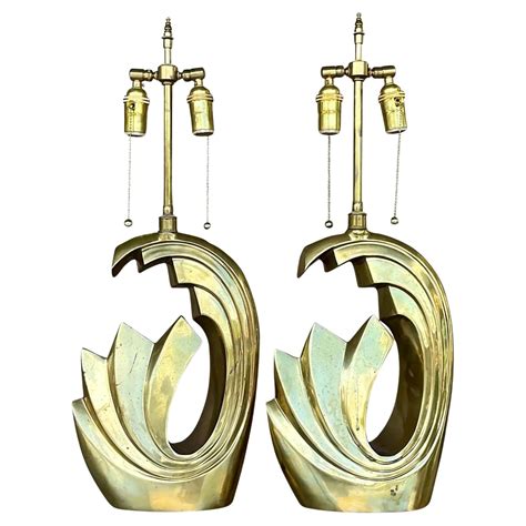 Vintage Boho Pierre Cardin C 86 Brass Wave Lamps A Pair For Sale At 1stdibs
