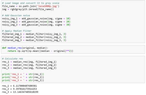 Results Of Denoising Using Median Filter C Calculate Rms Error
