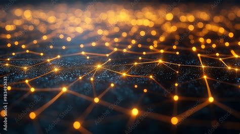 A 3d Visualization Of A Blockchain Network With Glowing Lines And Interconnected Nodes