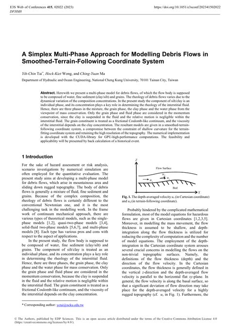 Pdf A Simplex Multi Phase Approach For Modelling Debris Flows In Smoothed Terrain Following