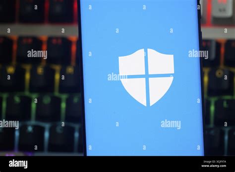 Smartphone Displaying The Microsoft Defender Security App With A Shield