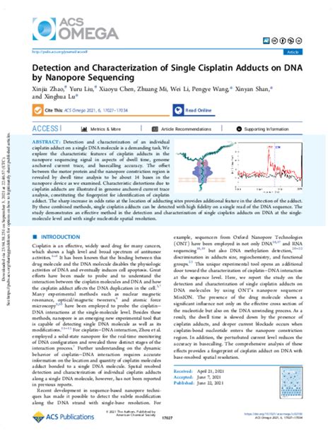Pdf Detection And Characterization Of Single Cisplatin Adducts On Dna By Nanopore Sequencing