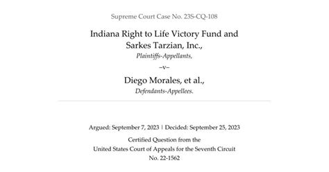 Indiana Supreme Court Ruling In Indiana Right To Life Victory Fund V