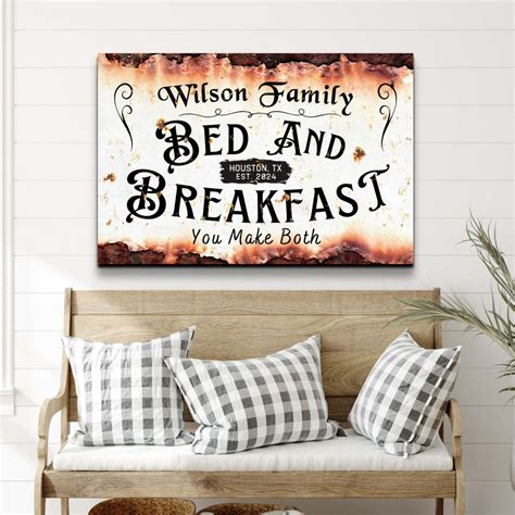 Bed And Breakfast Sign Farmhouse Wall Art Personalized Rustic Decor