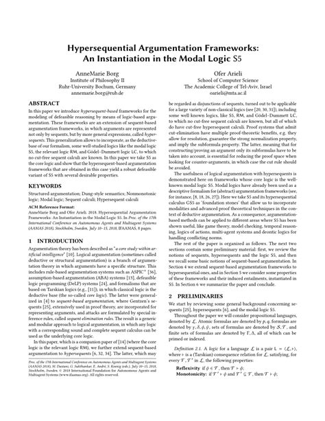 Pdf Hypersequent Based Argumentation An Instantiation In The