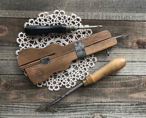 Antique Punch Needle Rug Hooking Tool Set Gliding Shuttle Etsy