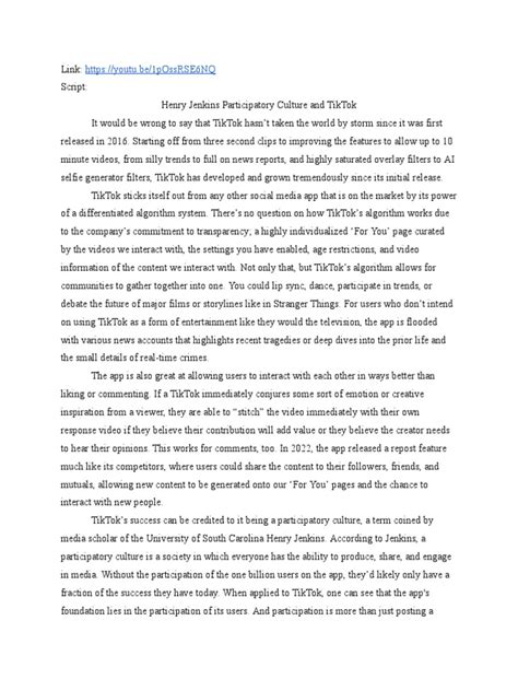 Youtube Project Script References Pdf You Tube Computing