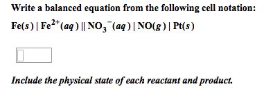 Solved Write A Balanced Equation From The Following Cell Chegg