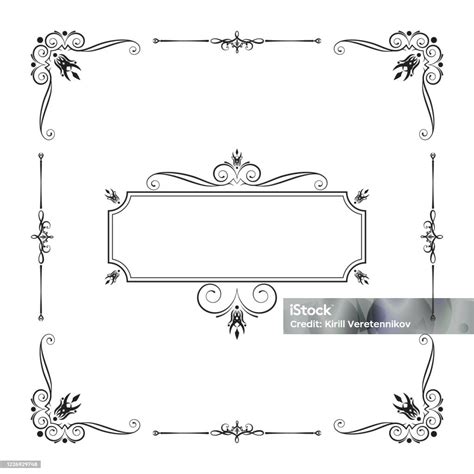 손으로 그린 고급 프레임 선조 요소와 장식 테두리입니다 로얄 웨딩 템플릿입니다 벡터 격리 빈티지 초대장입니다 결혼식에 대한 스톡 벡터 아트 및 기타 이미지 Istock