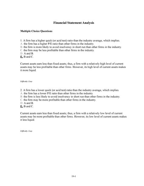 Financial Statement Analysis Multiple Ch Financial Statement Analysis