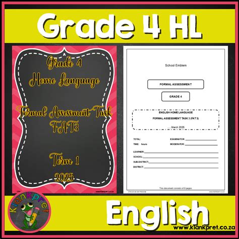 Formal Assessment Fat3 Grade 4 English Home Language Term 1 2025 Klankpret