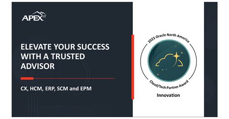 Apex It Wins 2023 Oracle North America Cloud Technology Partner Award For Innovation Business Wire