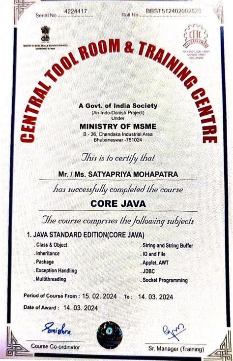 Satya Priya Mohapatra On Linkedin Internship Java Cttc Bhubaneswar