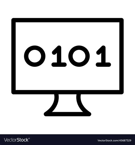 Binary Code Thick Line Icon Royalty Free Vector Image